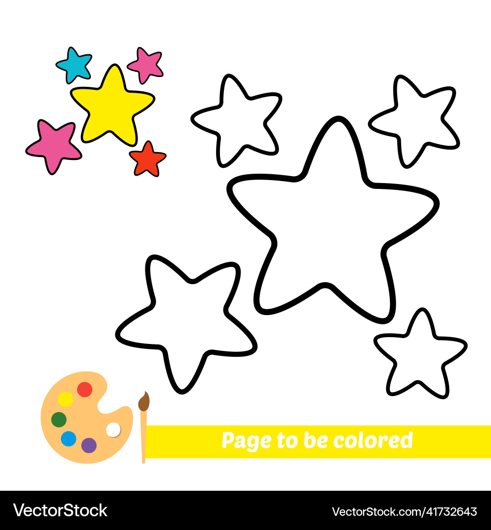 Coloring book for kids stars image Royalty Free Vector Image