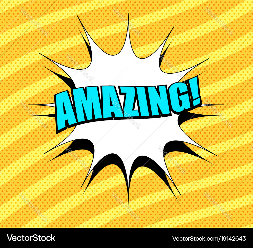 Comic amazing bright wording template Royalty Free Vector
