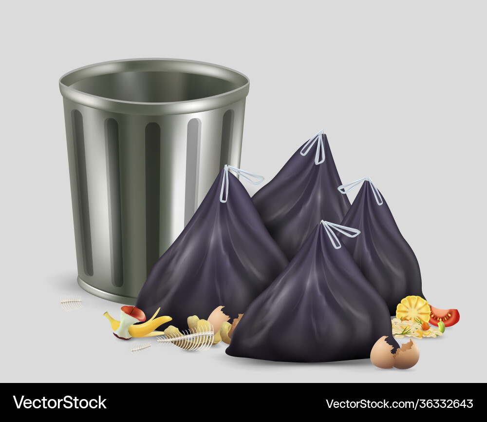 Empty trash bin kitchen garbage container Vector Image