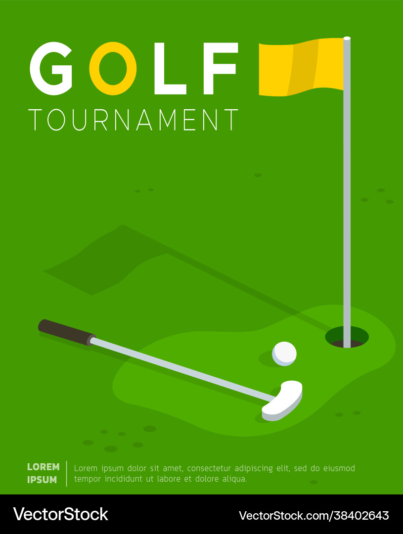 Golf tournament promo poster flat template Vector Image