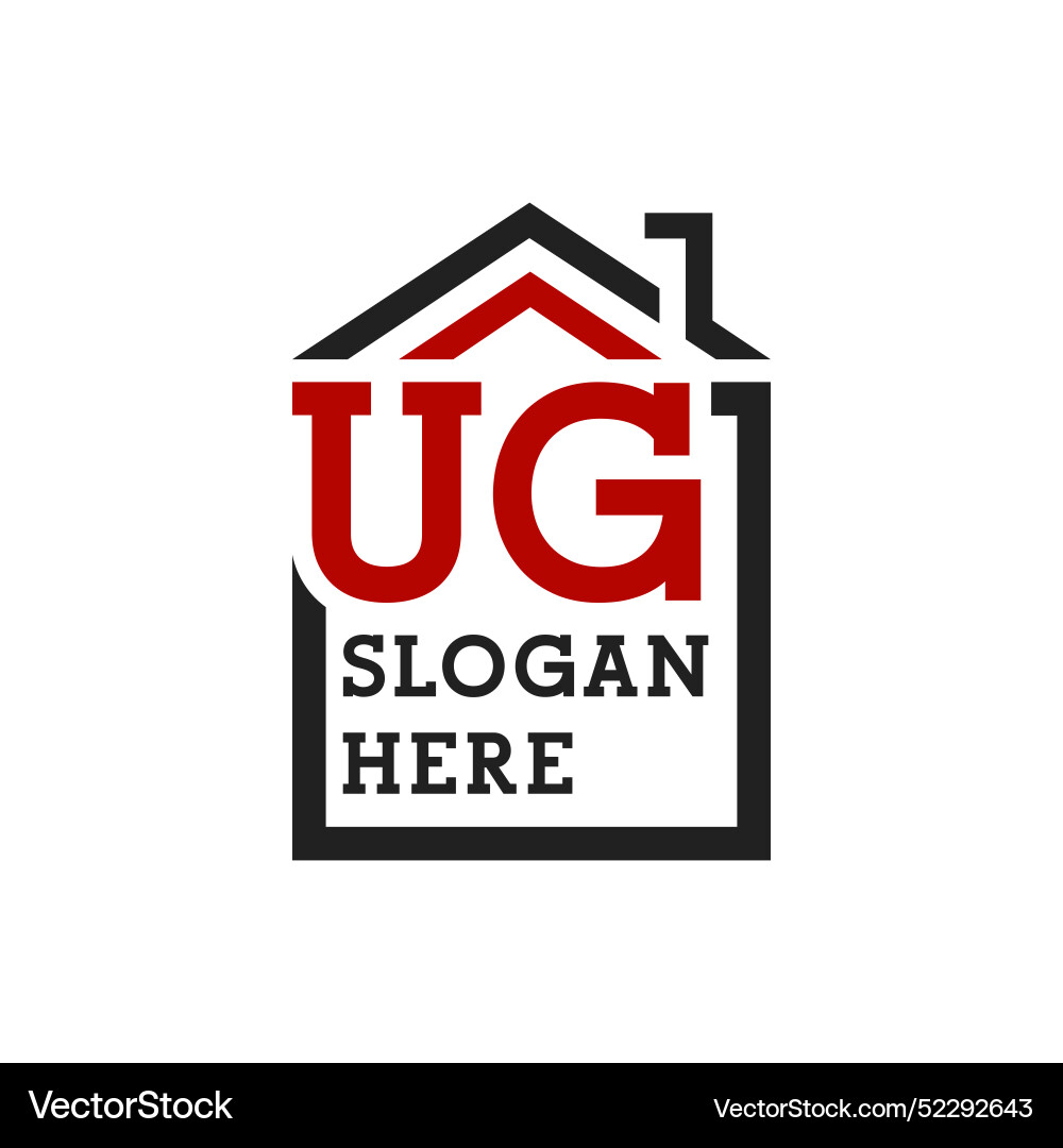 Initial ug house logo for roofing letter real Vector Image