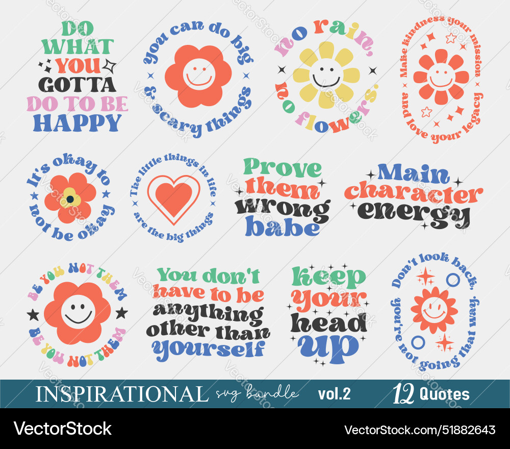 Inspirational positive quotes art collection set Vector Image