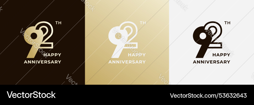 Logo 92th 92 years happy anniversary creative Vector Image