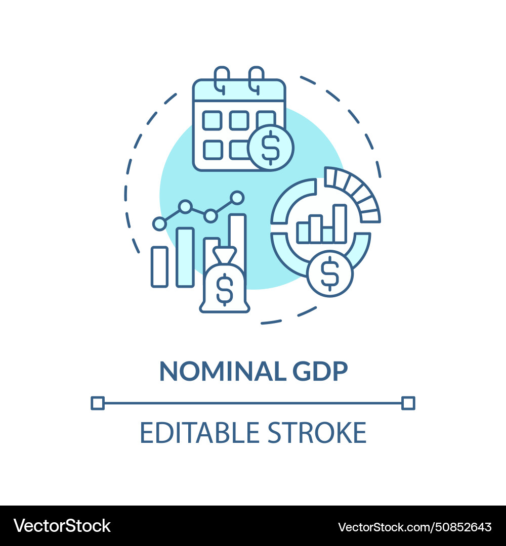 Nominal gdp soft blue concept icon Royalty Free Vector Image