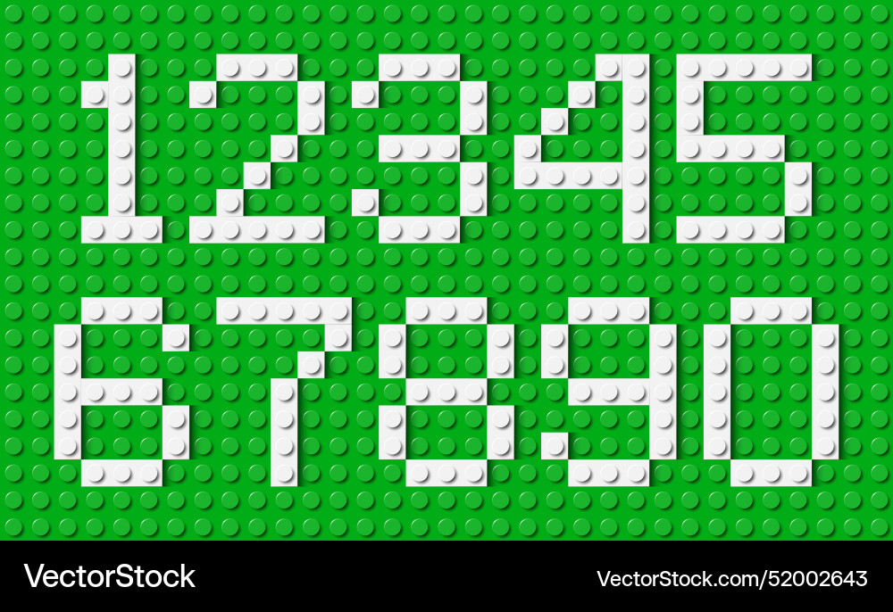 Numbers composed of white plastic brick toy Vector Image