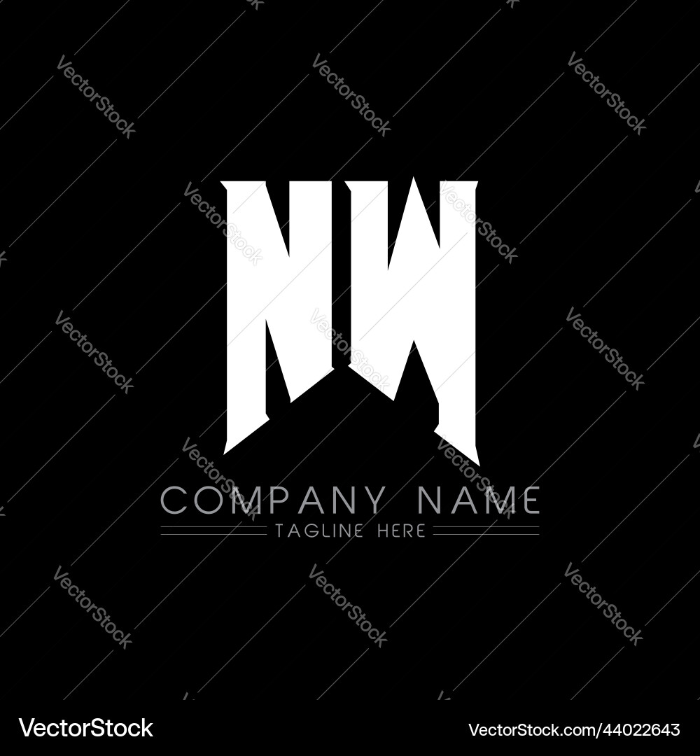 Nw letter logo design initial letters gamings Vector Image