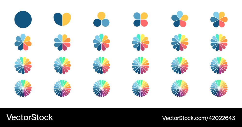 Pie chart collection flower charts Royalty Free Vector Image