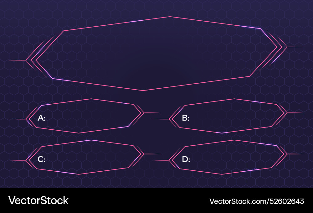 Quiz game purple neon frame ui intellectual Vector Image