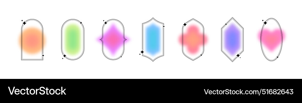 Set of linear frames with blur gradients Vector Image