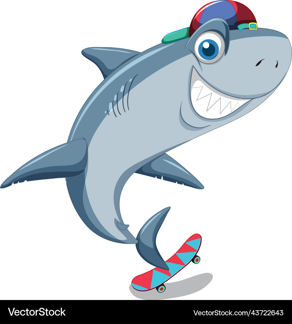 Smiling shark cartoon character Royalty Free Vector Image