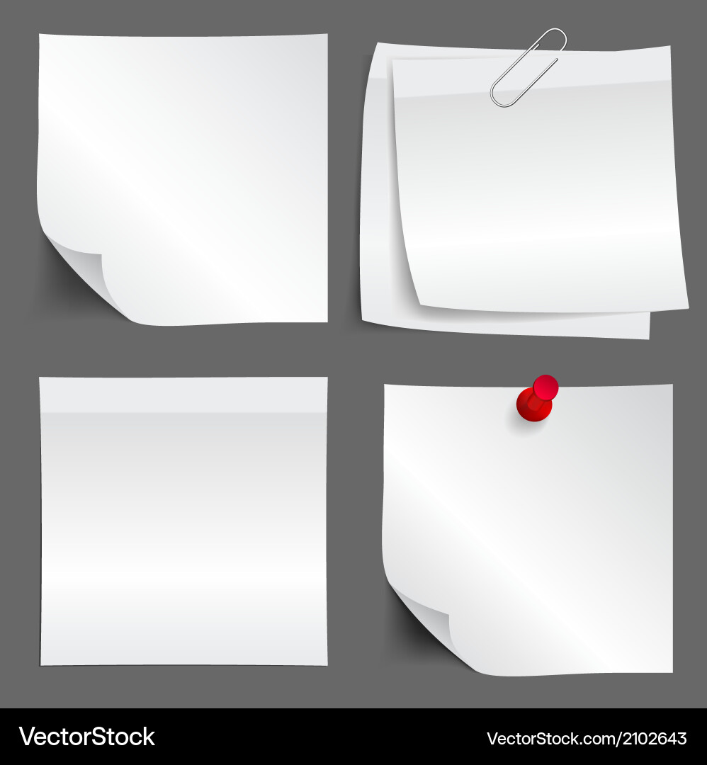 White Paper Note Collection Royalty Free Vector Image