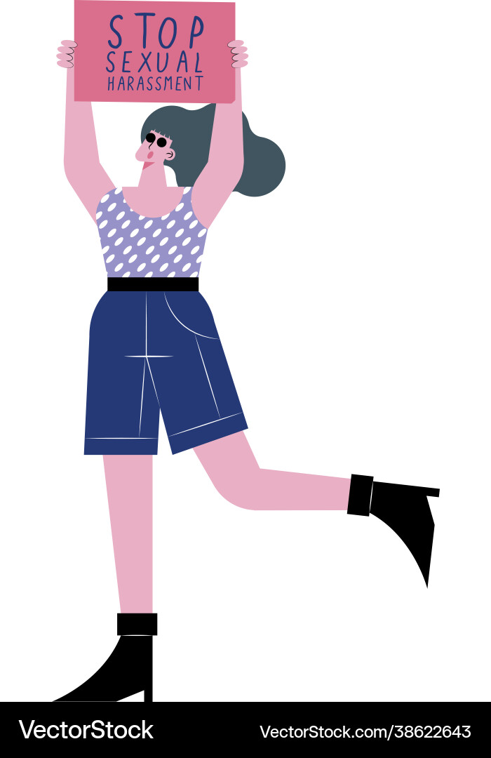 Woman protesting sexual harassment Royalty Free Vector Image