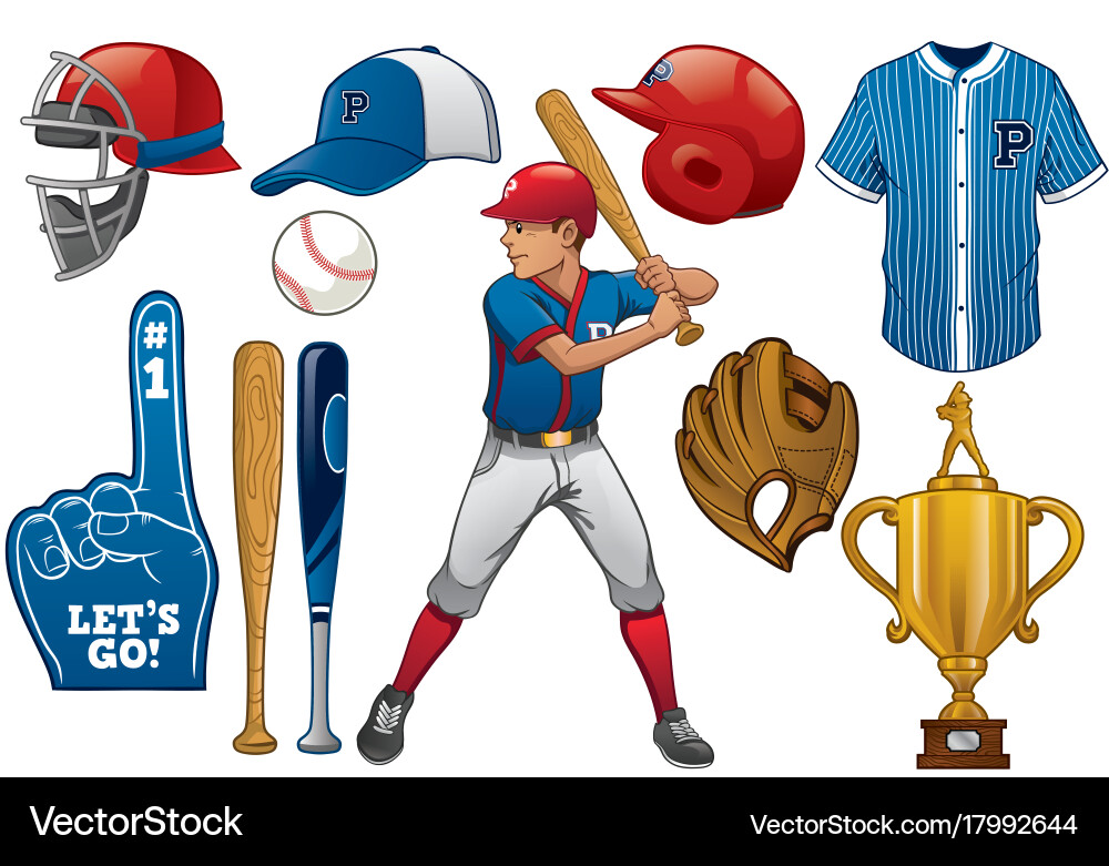 Baseball elements in set Royalty Free Vector Image
