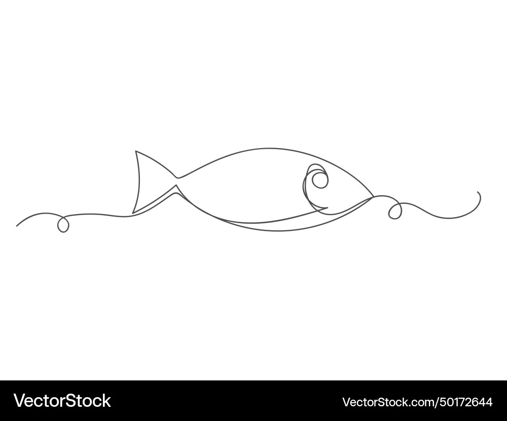 Fisch kontinuierliche eine Linie Form isoliert Vektorbild