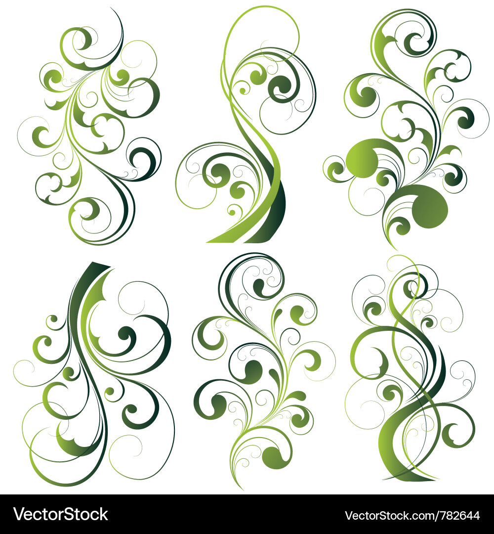 Green floral designs on white Royalty Free Vector Image