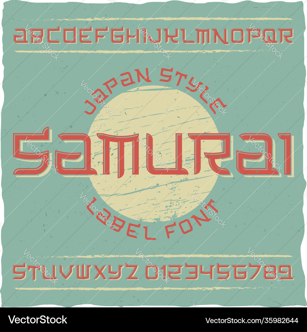 Japan style label font poster Royalty Free Vector Image