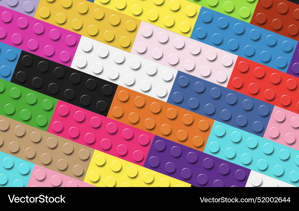 Many plastic building toy blocks background Vector Image