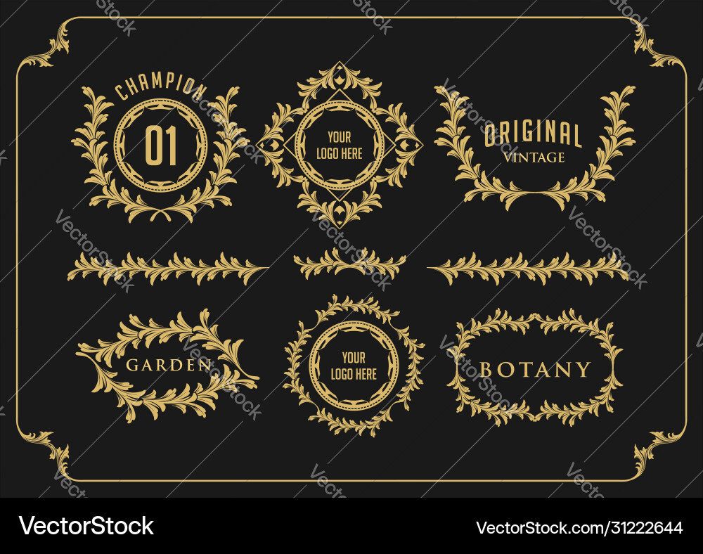 Ornate Flourish Badge Set Royalty Free Vector Image