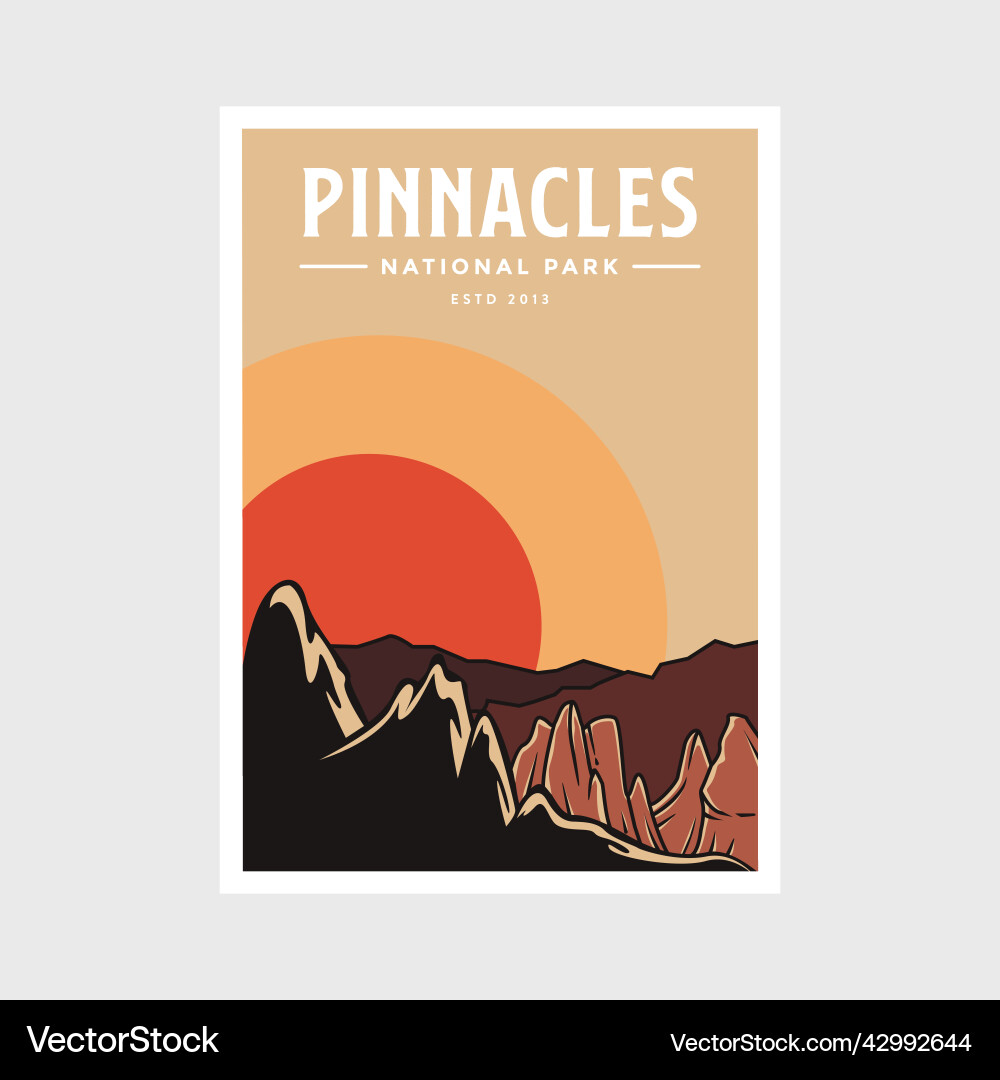 Pinnacles national park poster design Royalty Free Vector