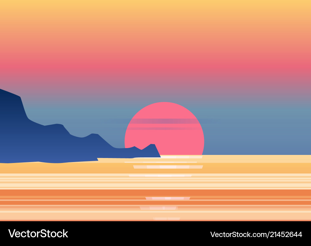 Sunset osean sea landscape with mountains Vector Image