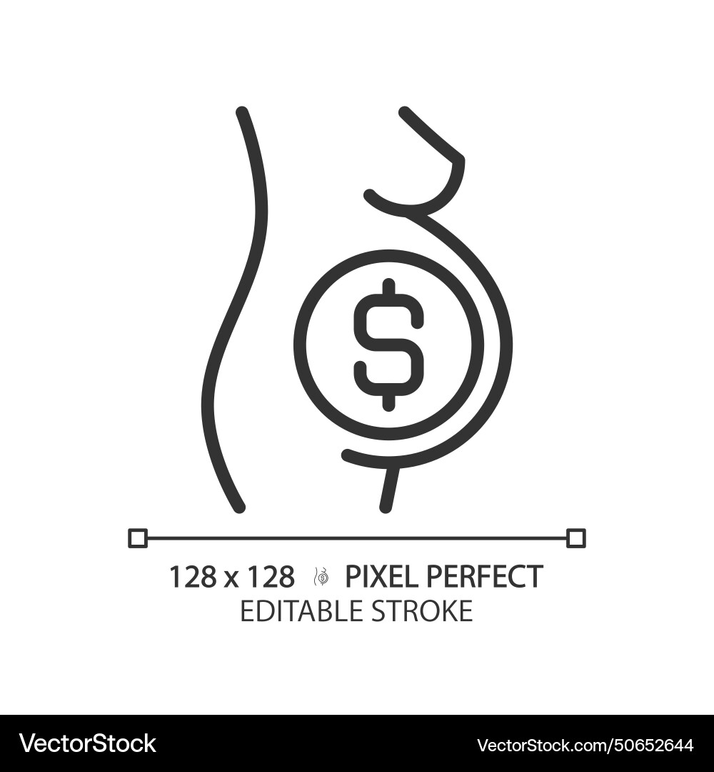 Surrogate pregnant woman linear icon Royalty Free Vector