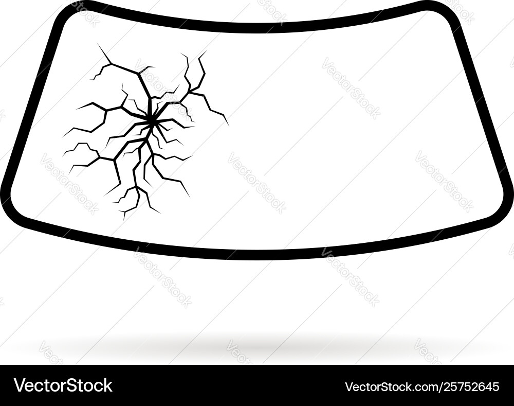 Broken windshield glass with crack Royalty Free Vector Image