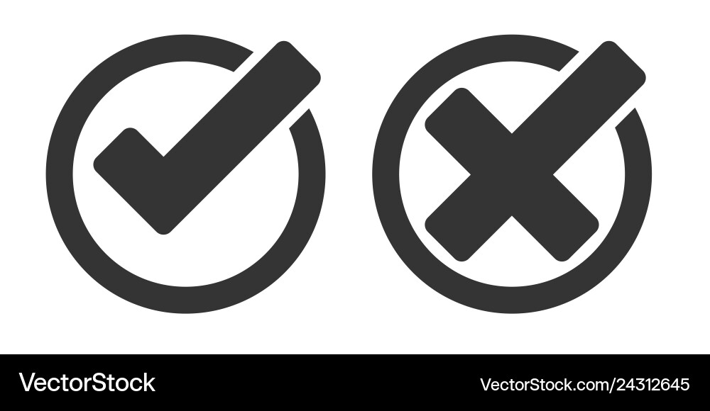 Check mark and cross icons Royalty Free Vector Image