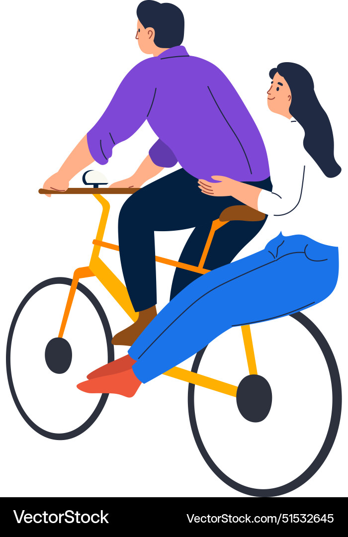 Couple riding bicycle together Royalty Free Vector Image
