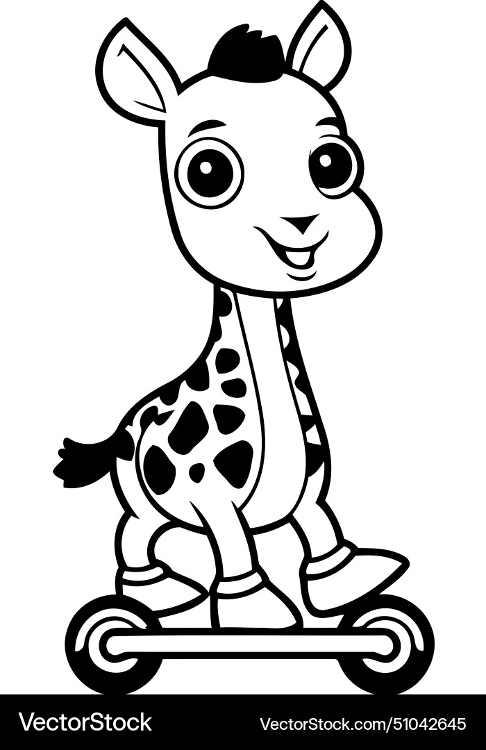Cute cartoon giraffe riding a scooter Royalty Free Vector