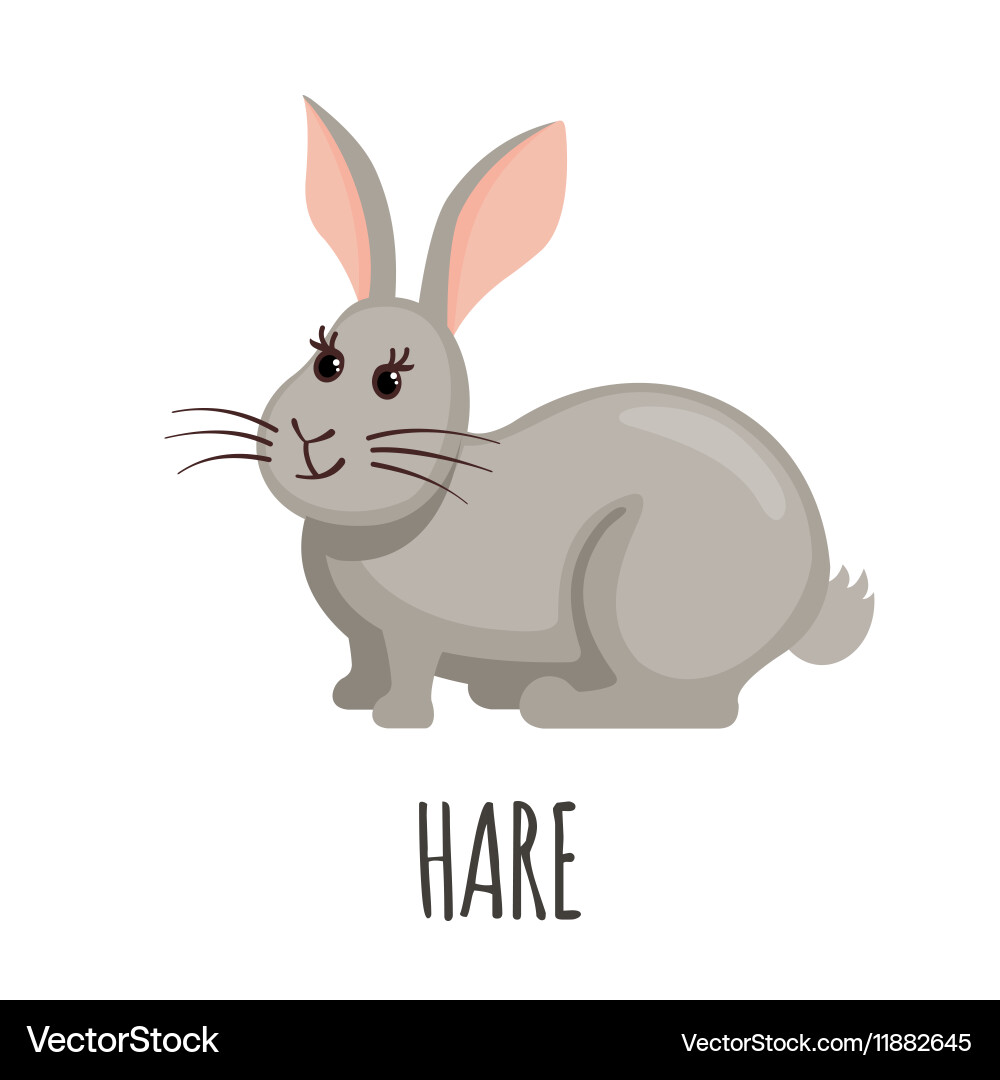 Cute hare in flat style Royalty Free Vector Image