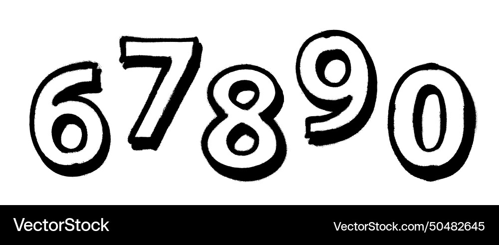 Digits graffiti alphabet with spray lines Vector Image