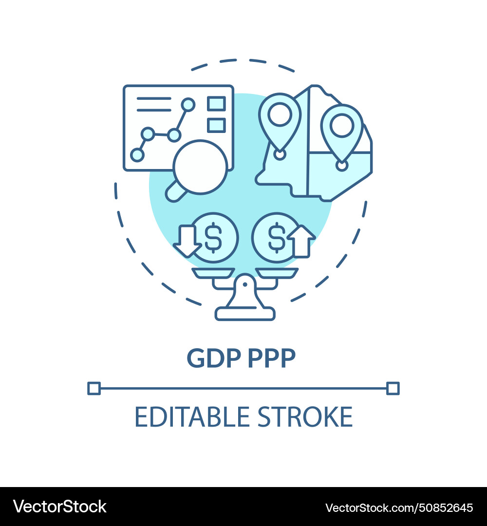Gdp ppp soft blue concept icon Royalty Free Vector Image