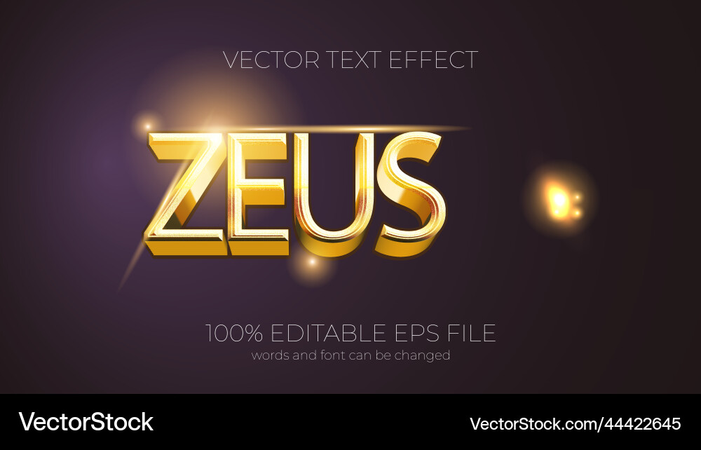 Golden Zeus Text Effect - Editable EPS Royalty Free Vector