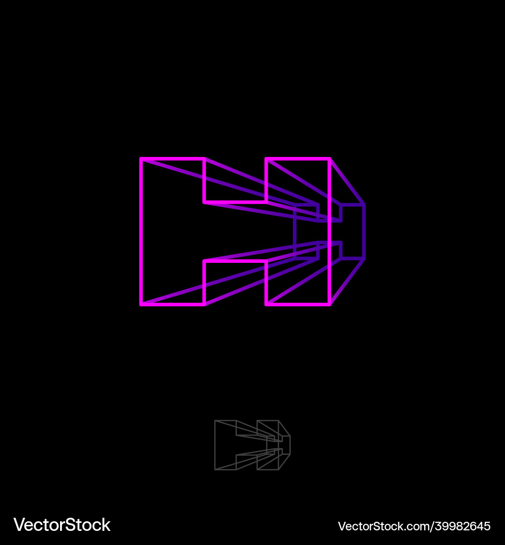 H monogram module build letter like box Royalty Free Vector