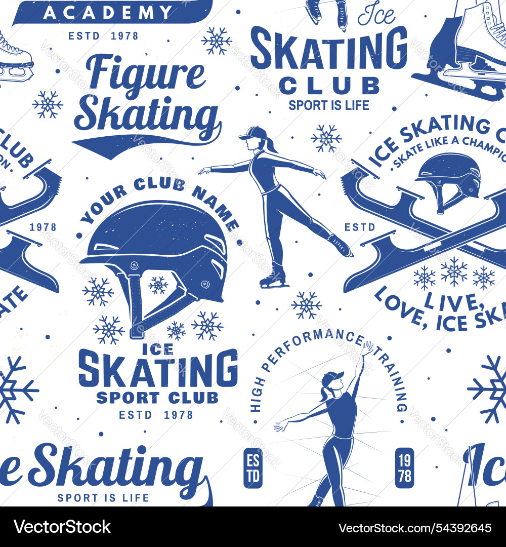 Ice skate club seamless pattern design background Vector Image