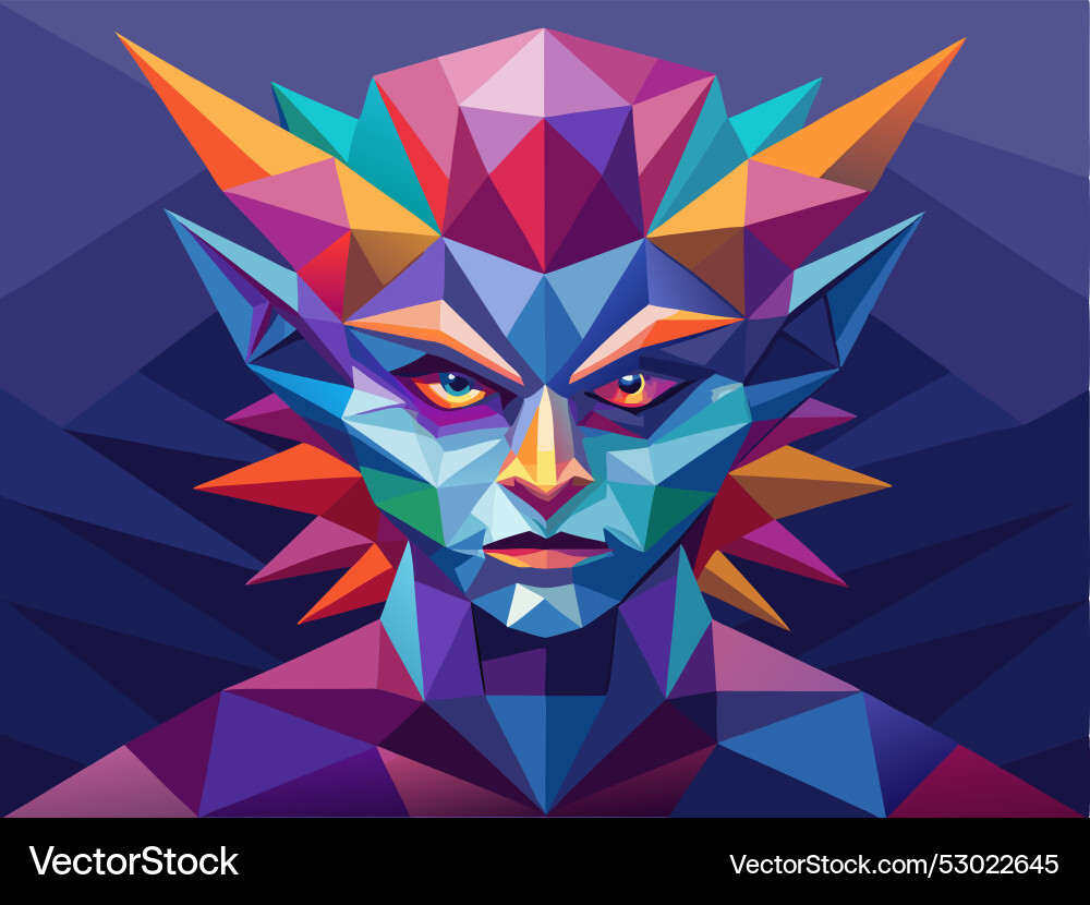 Low poly art character face background Royalty Free Vector