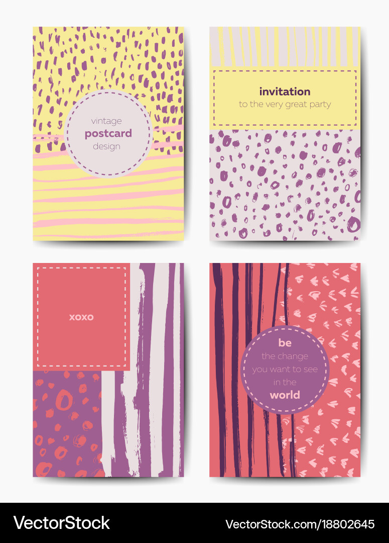 Modern grunge brush postcards Royalty Free Vector Image