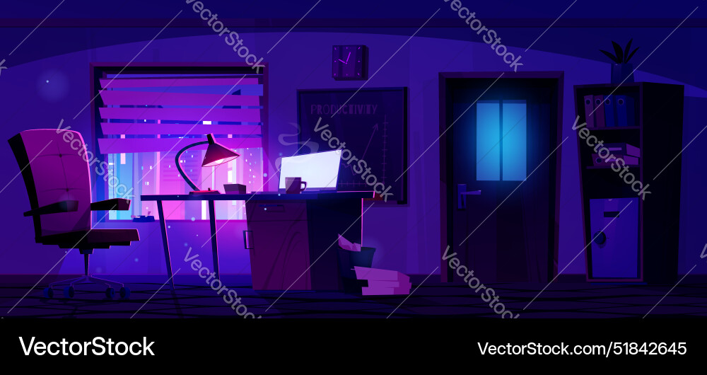 Night empty business office room interior Vector Image