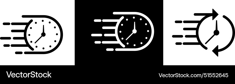 Quick time or deadline icon set in line style Vector Image