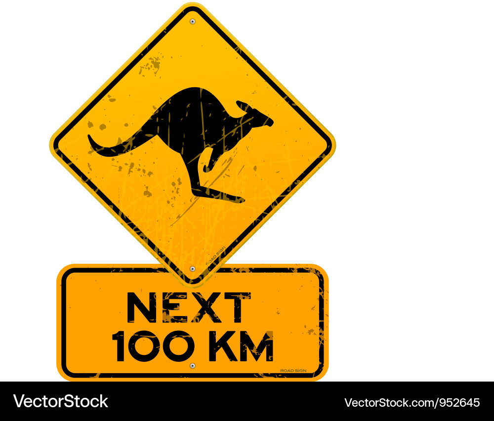 Roadsigns kangaroos next 100 km Royalty Free Vector Image