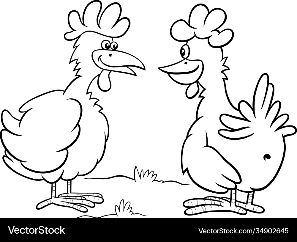 Two Talking Hens Cartoon Royalty Free Vector Image