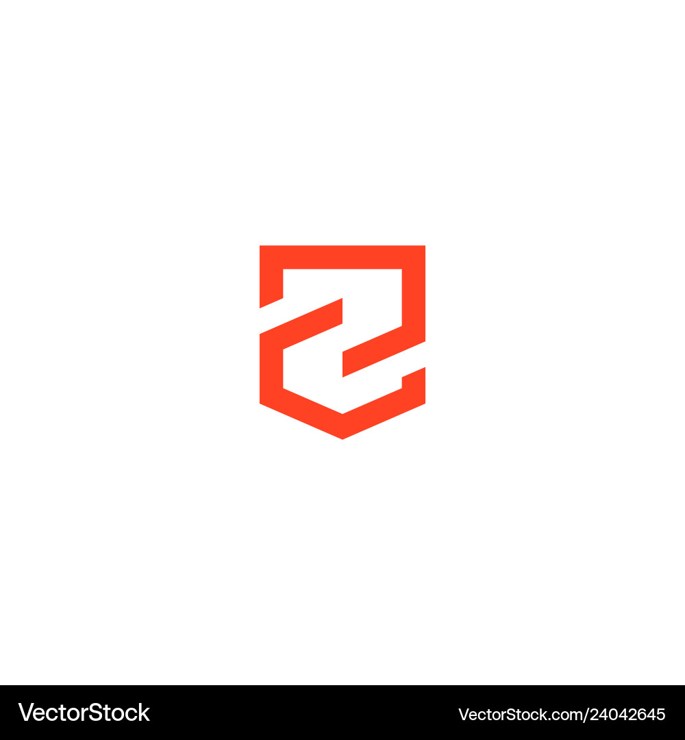 Z letter shield icon logo line outline Royalty Free Vector