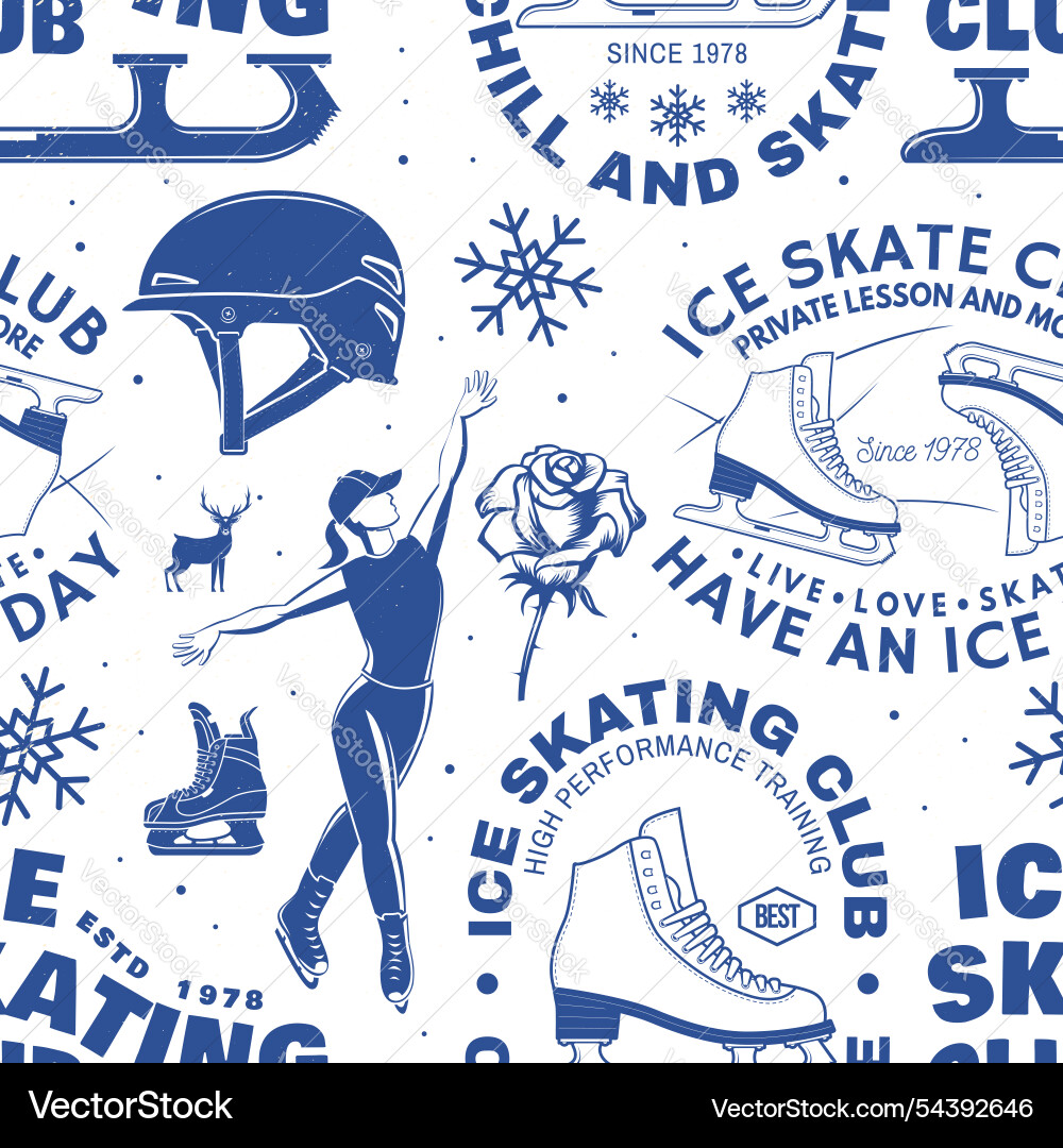 Ice skate club seamless pattern design background Vector Image