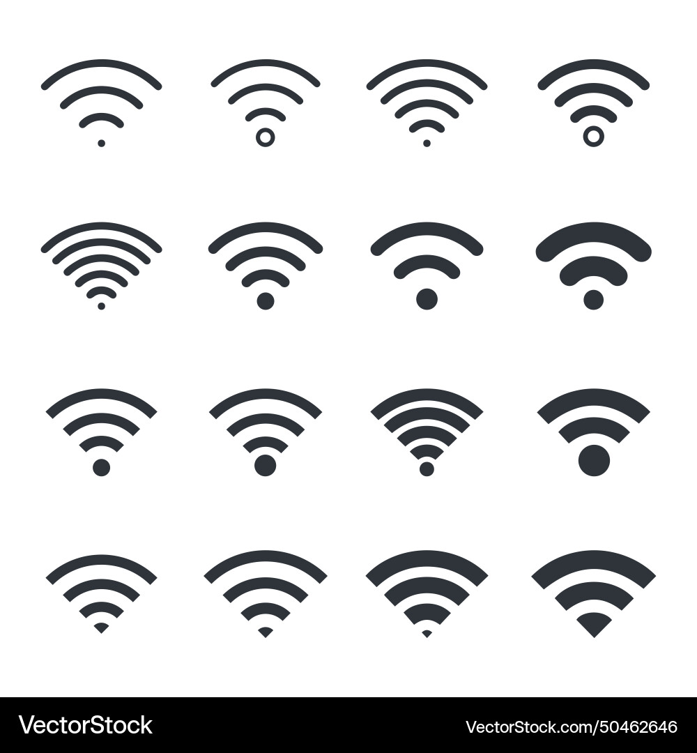 Wifi icon set wireless internet symbol different Vector Image