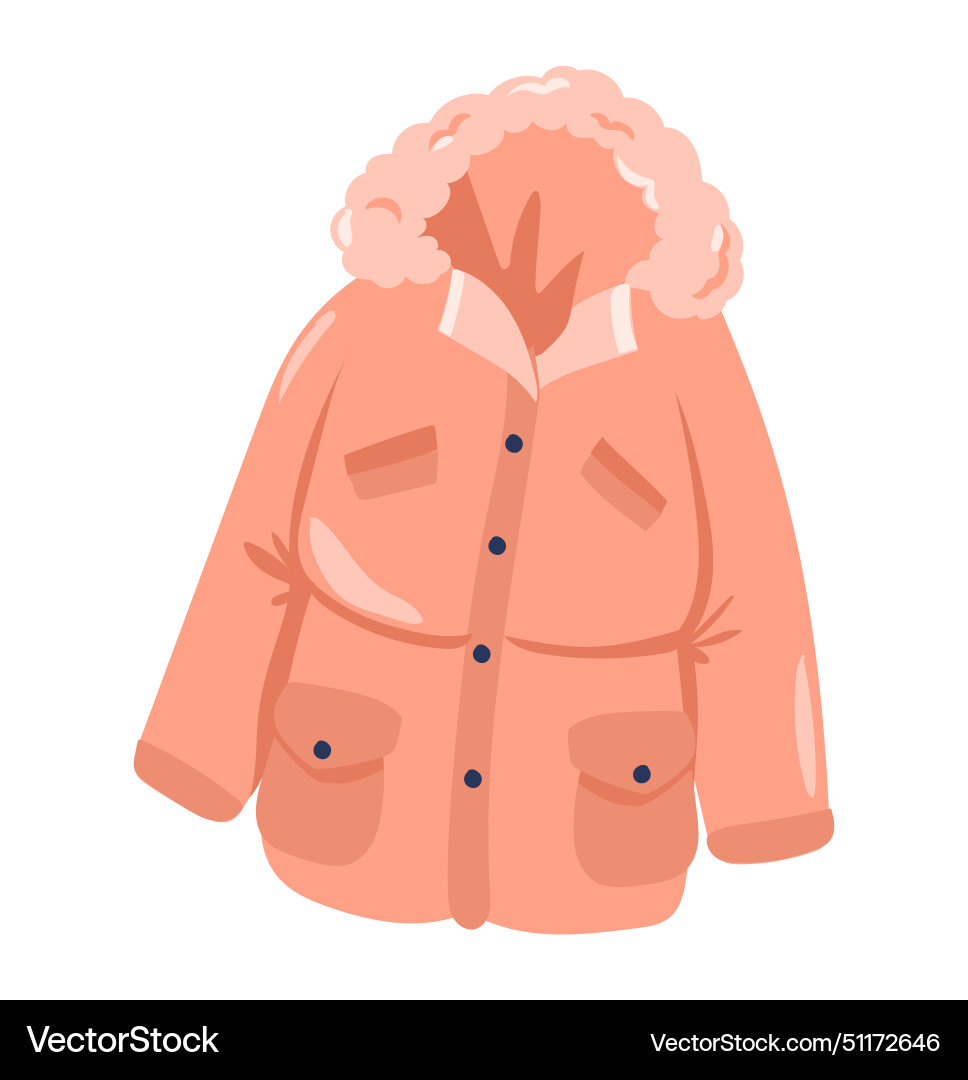 Winter jacket with pockets in flat design warm Vector Image
