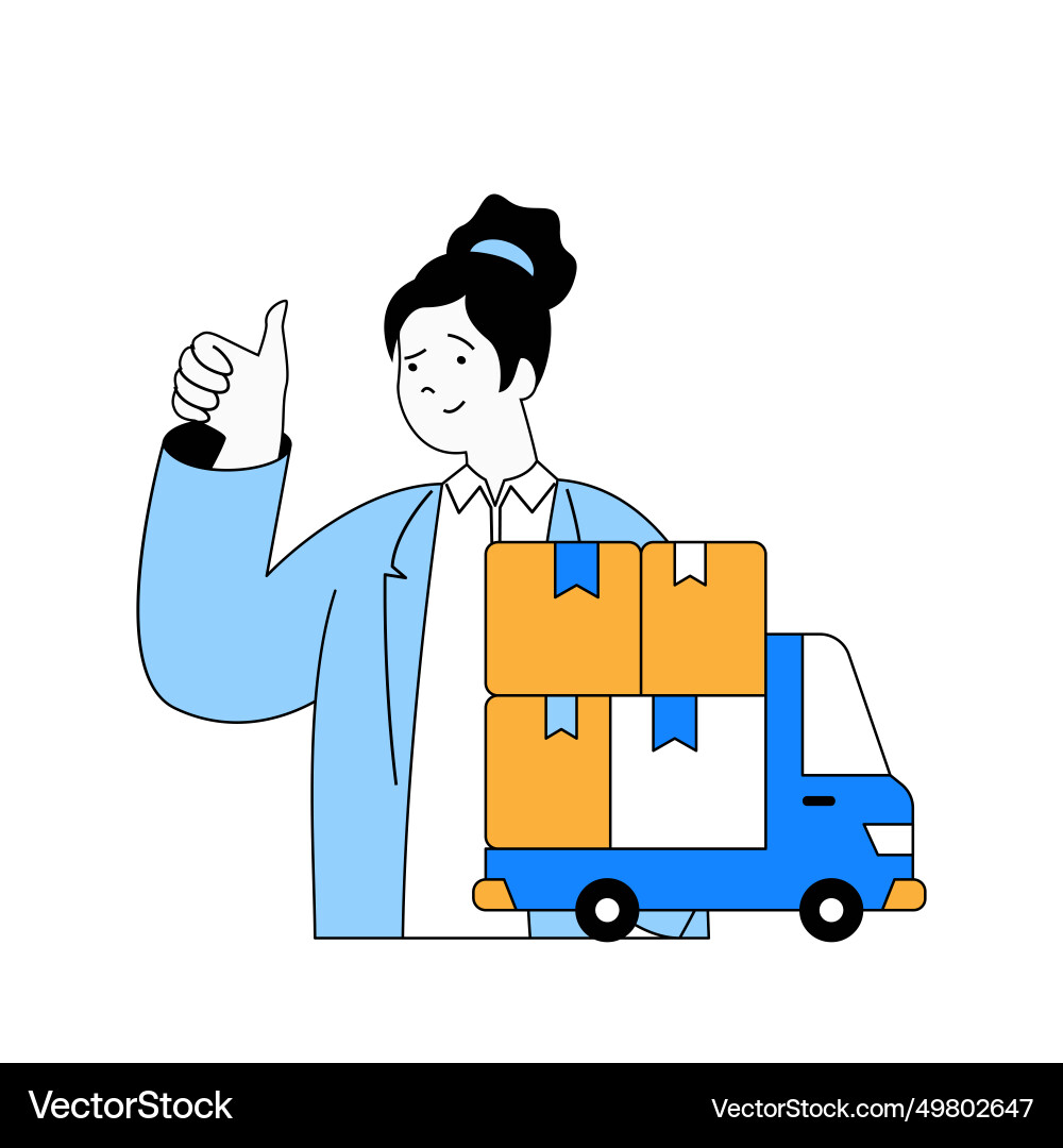 Delivery concept with cartoon people in flat Vector Image