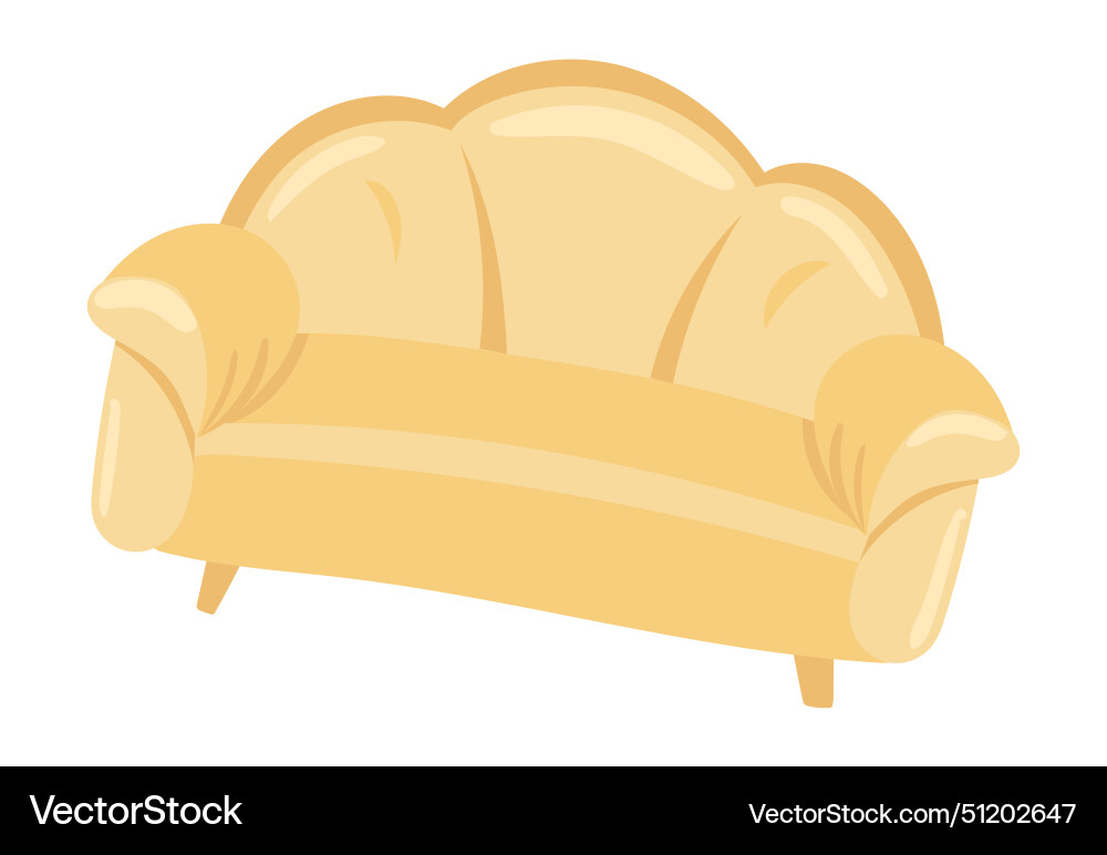 Elegance sofa in flat design shiny leather couch Vector Image