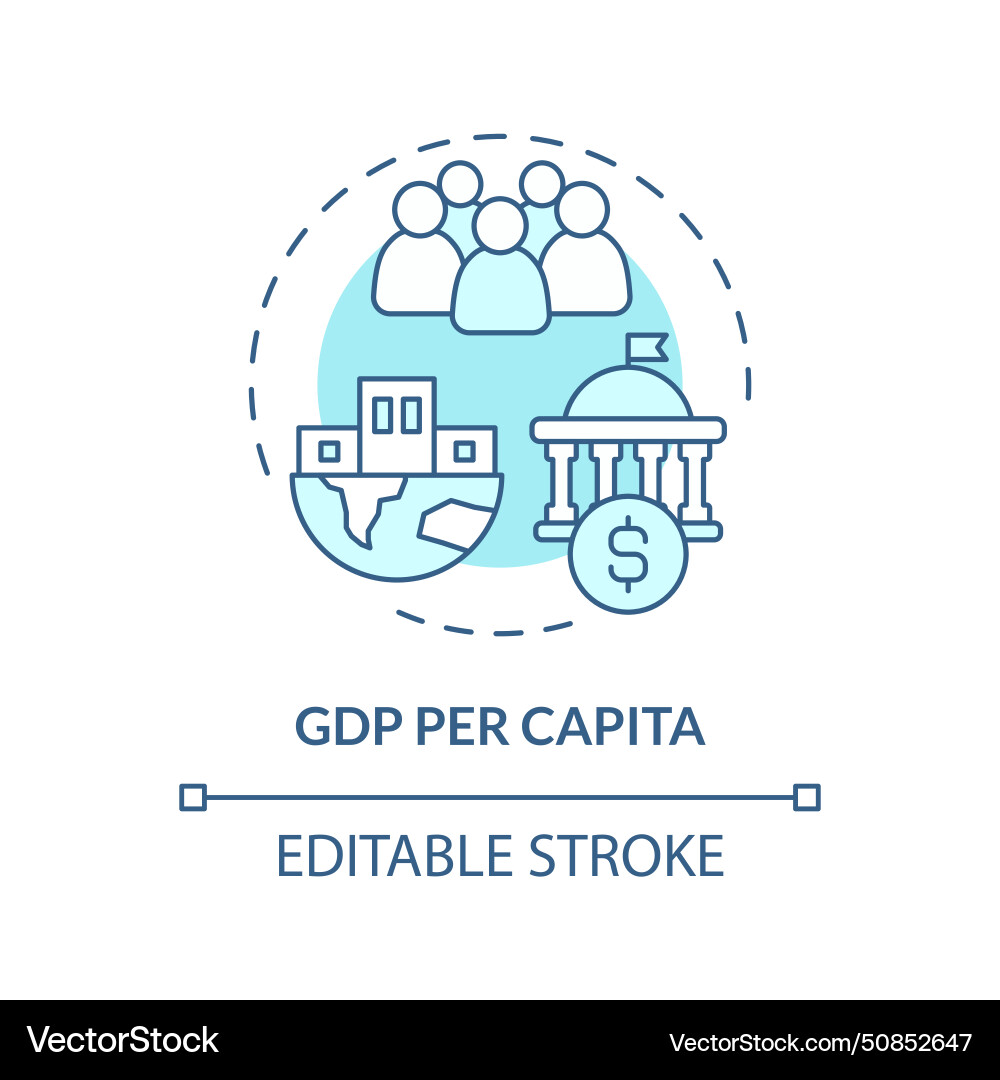 Gdp per capita soft blue concept icon Royalty Free Vector