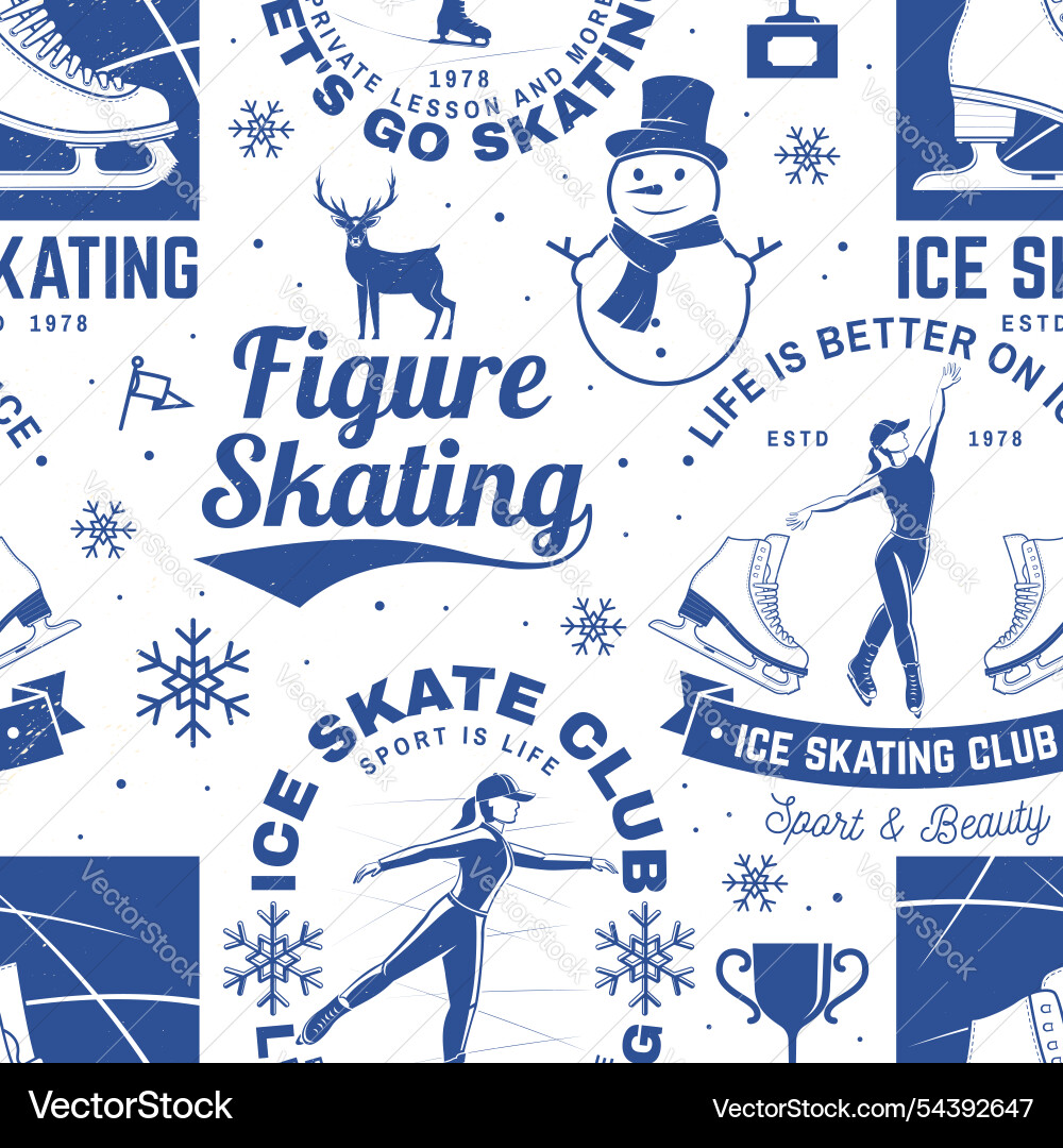 Ice skate club seamless pattern design background Vector Image