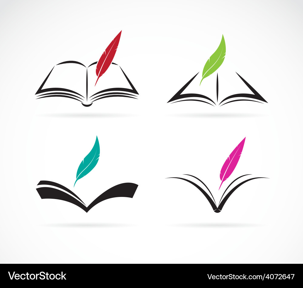 Image of an book and feather Royalty Free Vector Image